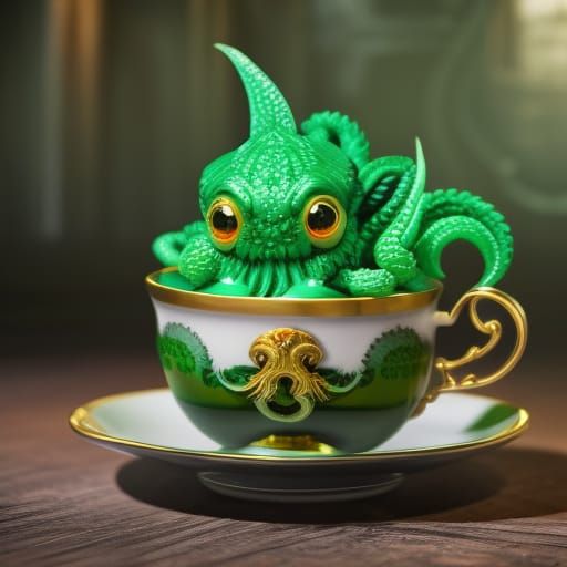 cute Cthulhu in a tea cup - AI Generated Artwork - NightCafe Creator