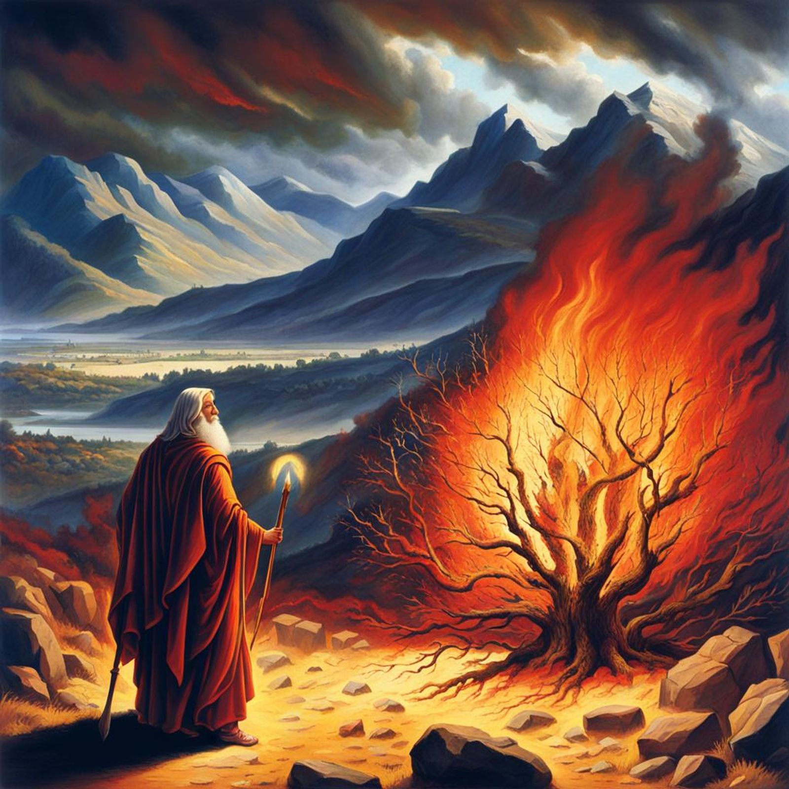 The biblical story of the burning bush. She writes Moses' first ...