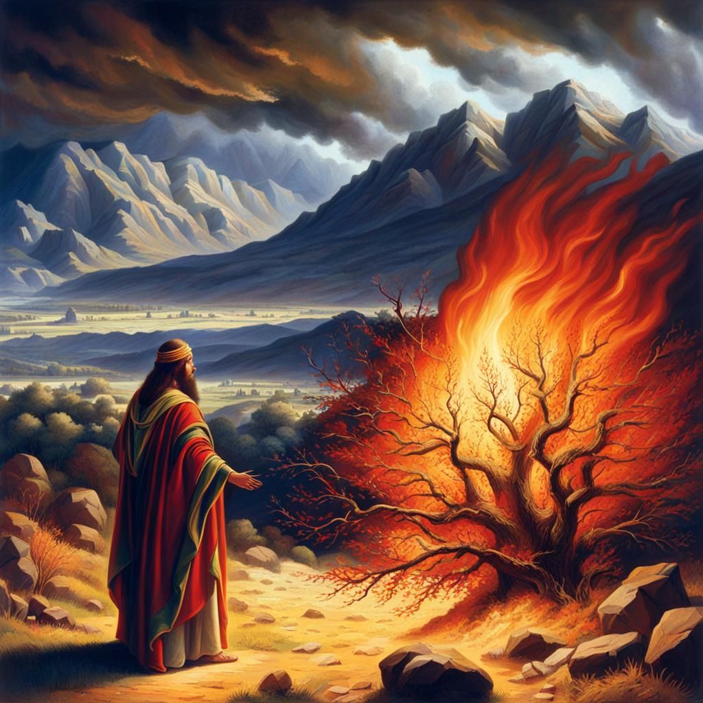 The biblical story of the burning bush. She writes of Moses' first ...