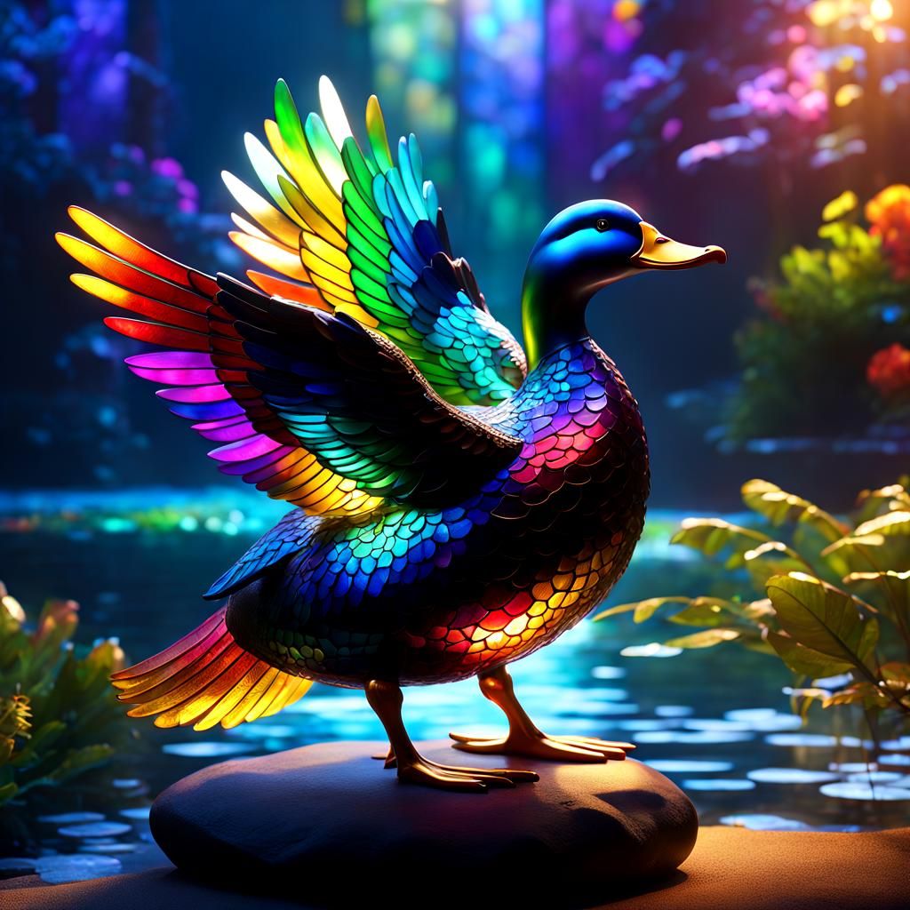 Sculpture of a Stained Glass Duck - AI Generated Artwork - NightCafe ...