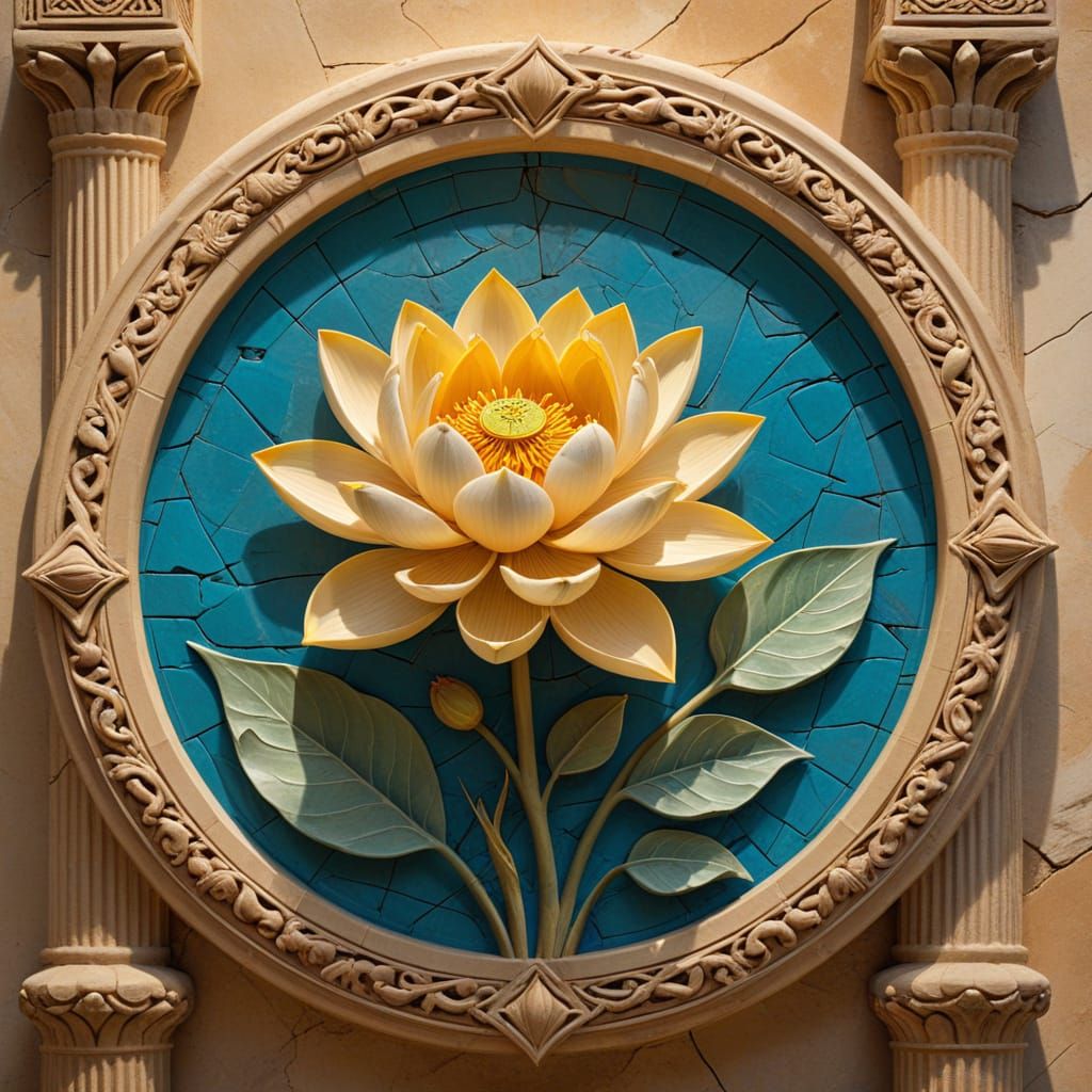 Eternal Blossom of Persepolis - Ethereal Persian Lotus in Go...