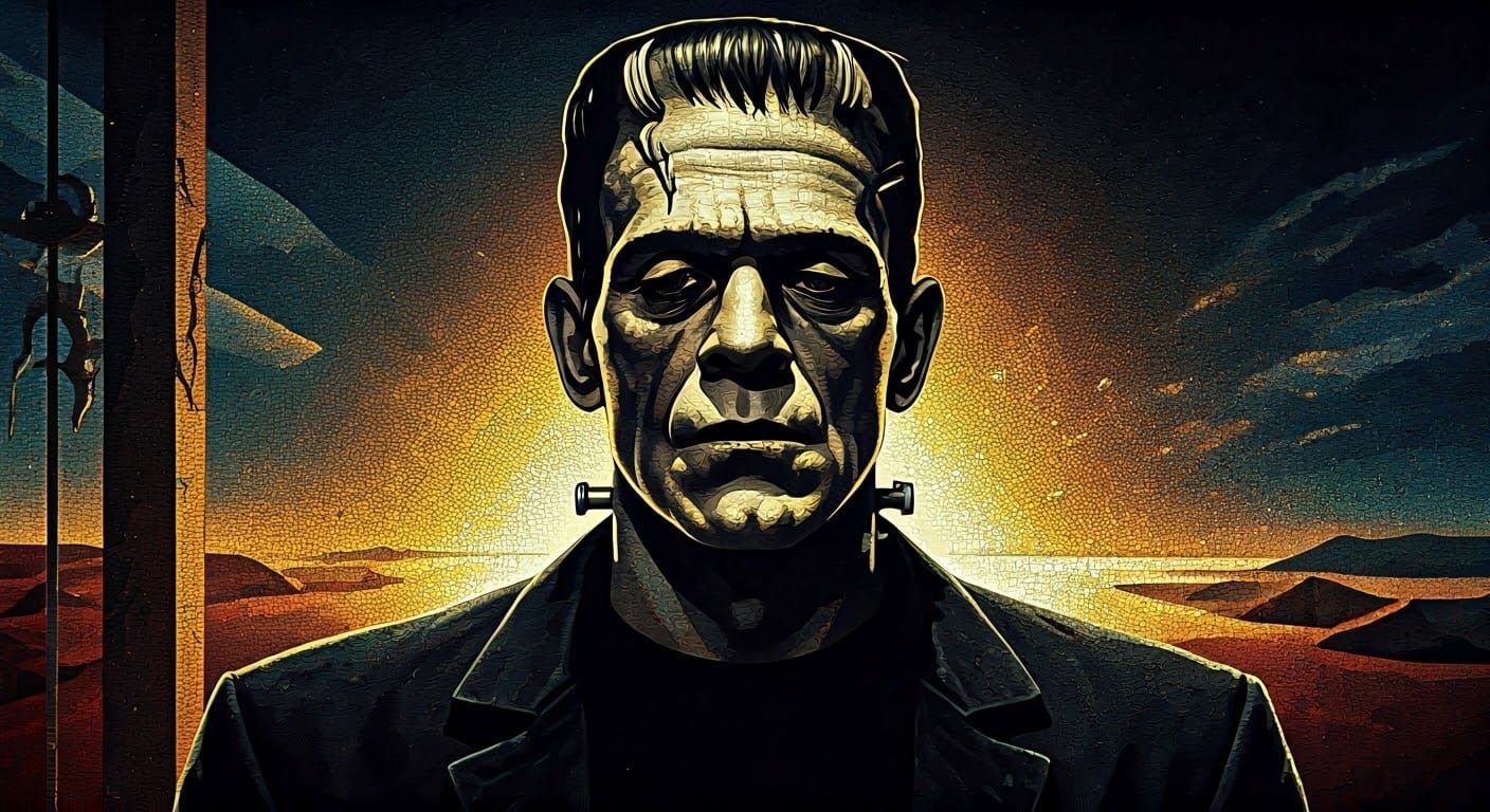 Surreal Gothic Mosaic of a Horror Icon - AI Art