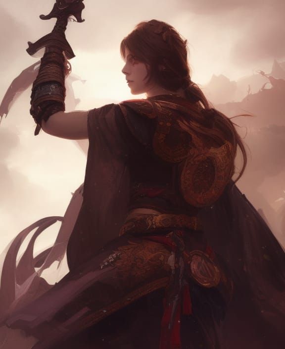 head and shoulders portrait of a young mage and warrior, 8k resolution ...