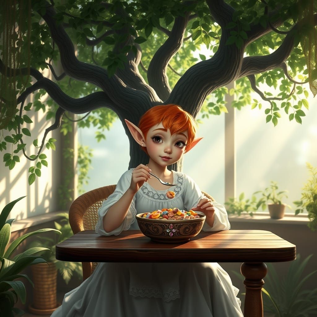 Elf girl eating - Elf girl eating