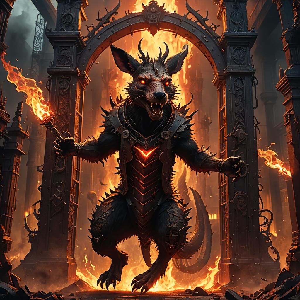 Demonic kangaroo escaping from hell, ((red eyes)) - AI Generated ...