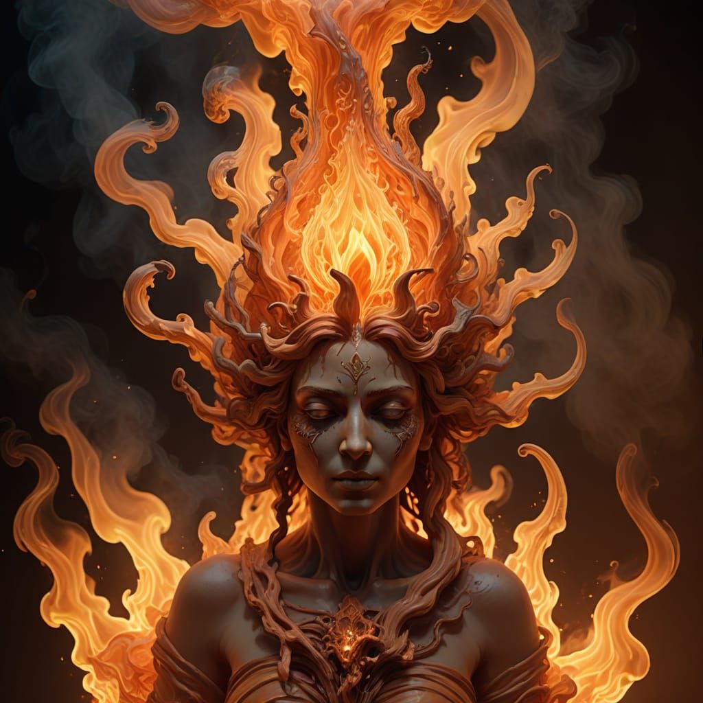 Ethereal Fairy Emerge from Terracotta Lamp Flame i... - AI Art