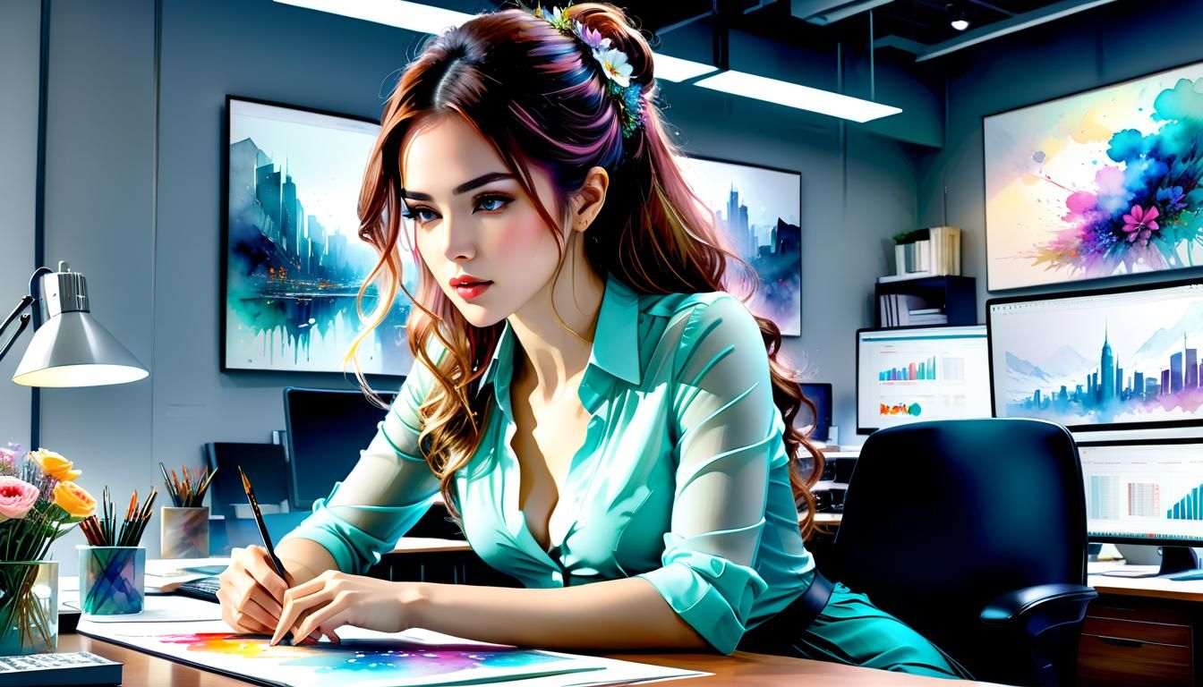 At the Office - AI Generated Artwork - NightCafe Creator