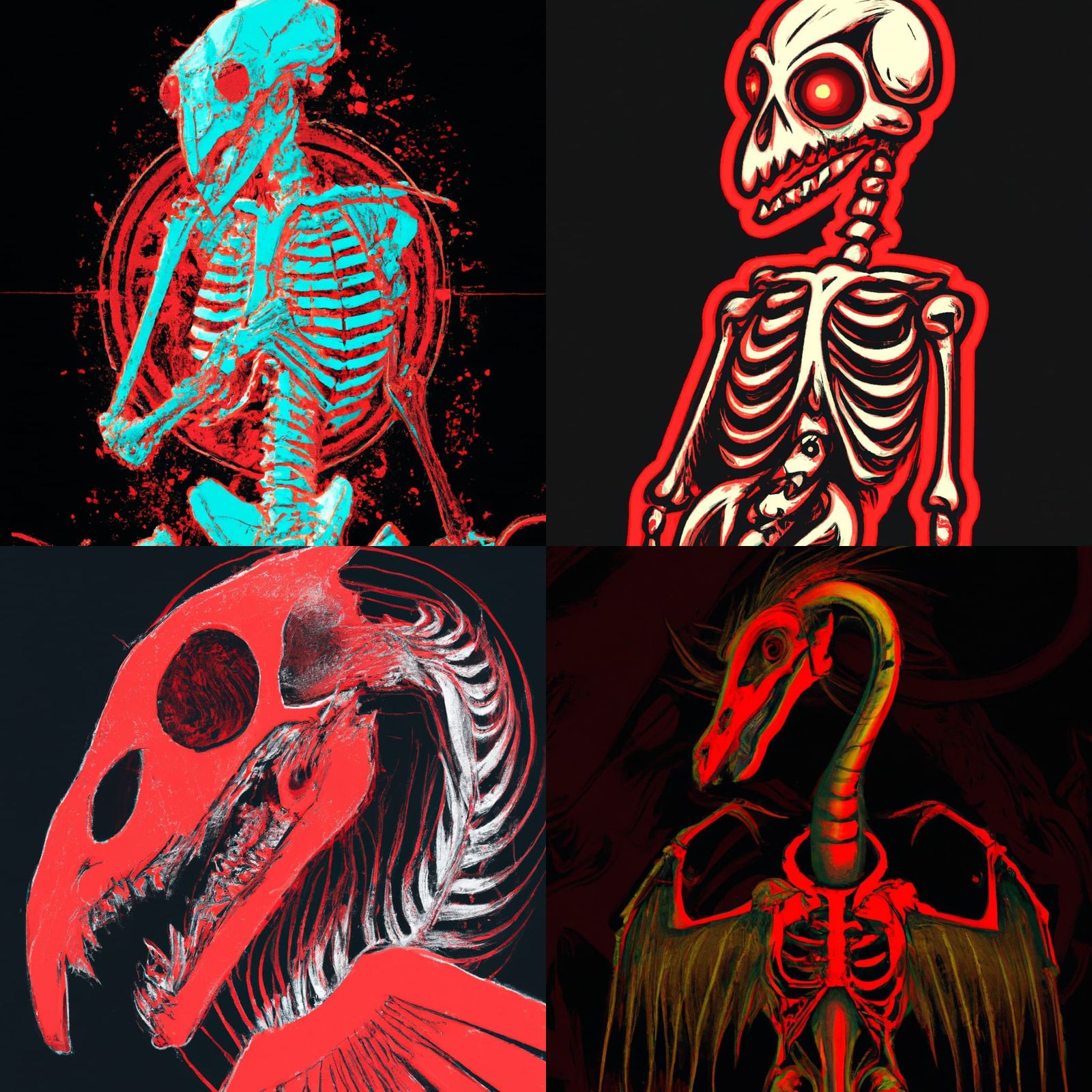 Skeletal Drake humanoid with red glow in it's eye sockets | contrasting ...