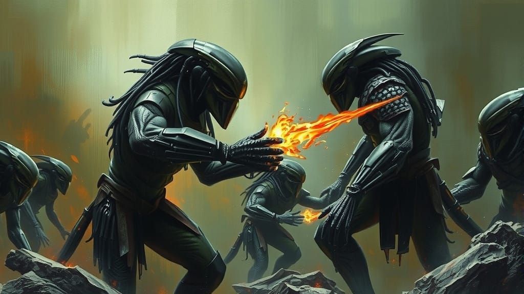 predator vs alien - Predator Meets Alien in a Gory Cyberpun...