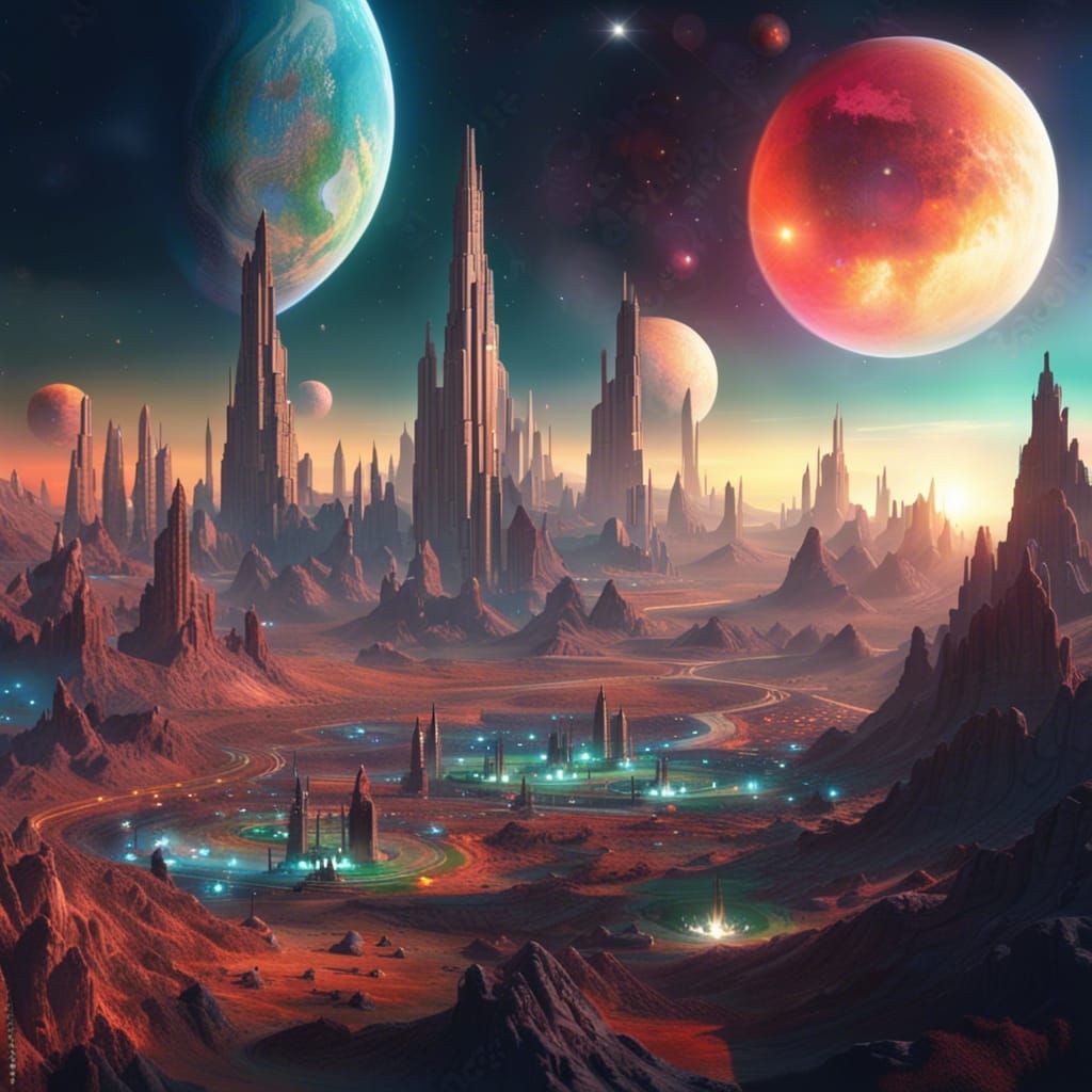 Settlement on an Alien Planet - AI Generated Artwork - NightCafe Creator