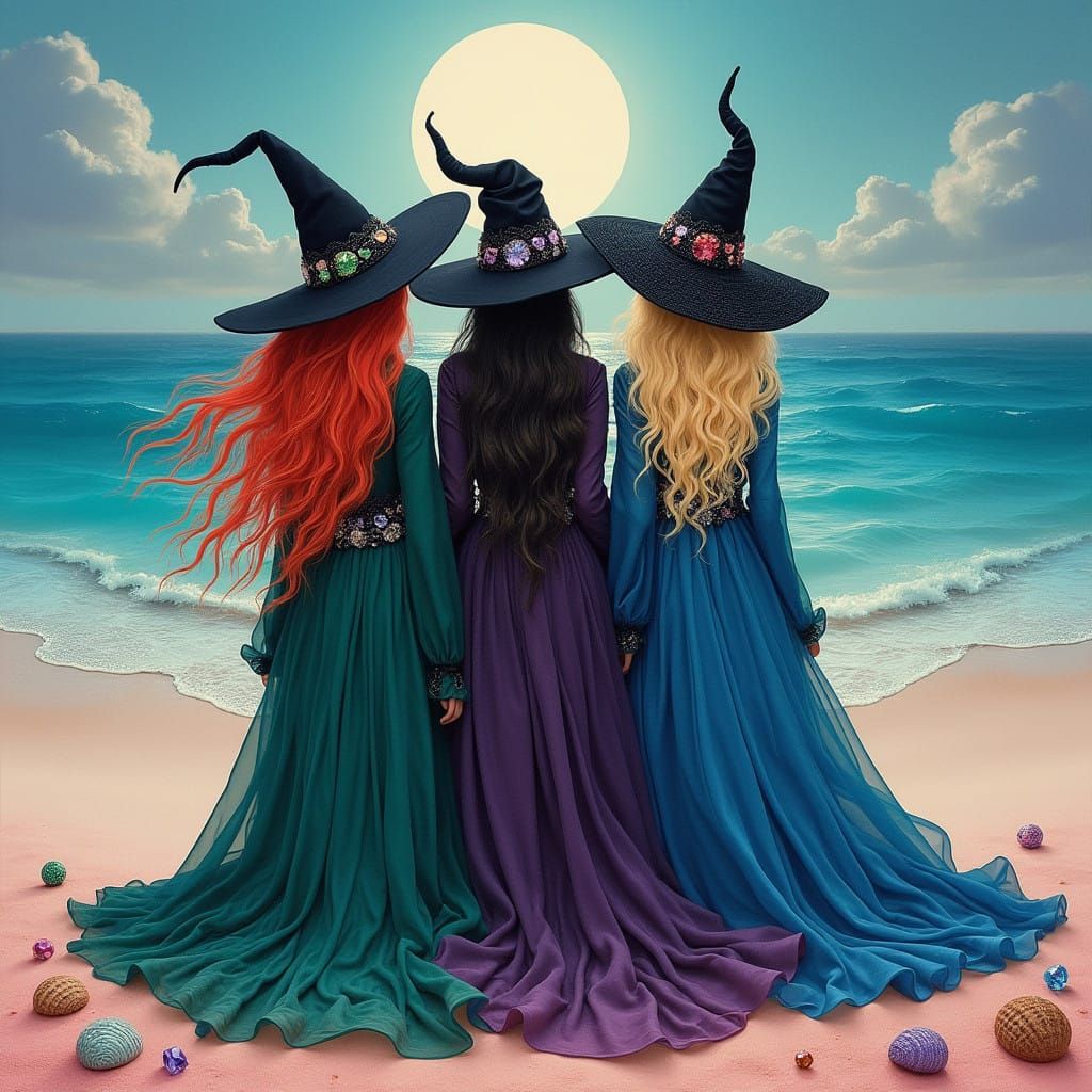 Three Enchanting Witches in Lavish Colors - AI Art