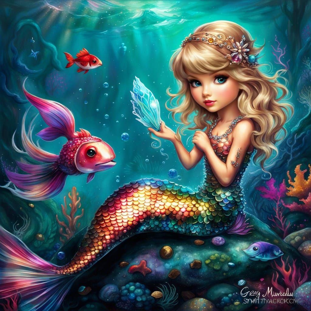 Taylor Swift as Chibi Bejeweled Mermaid II - AI Generated Artwork ...