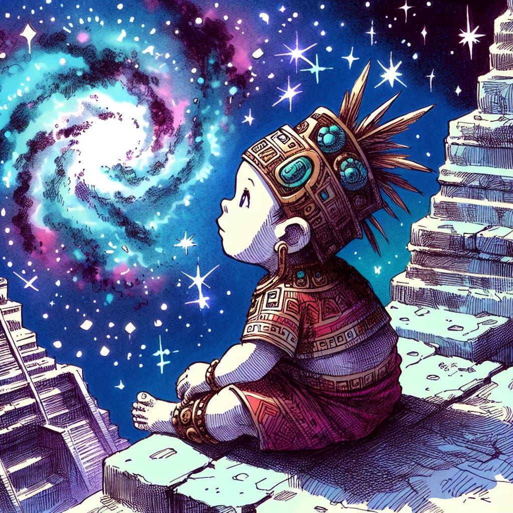 mayan baby in space - AI Generated Artwork - NightCafe Creator