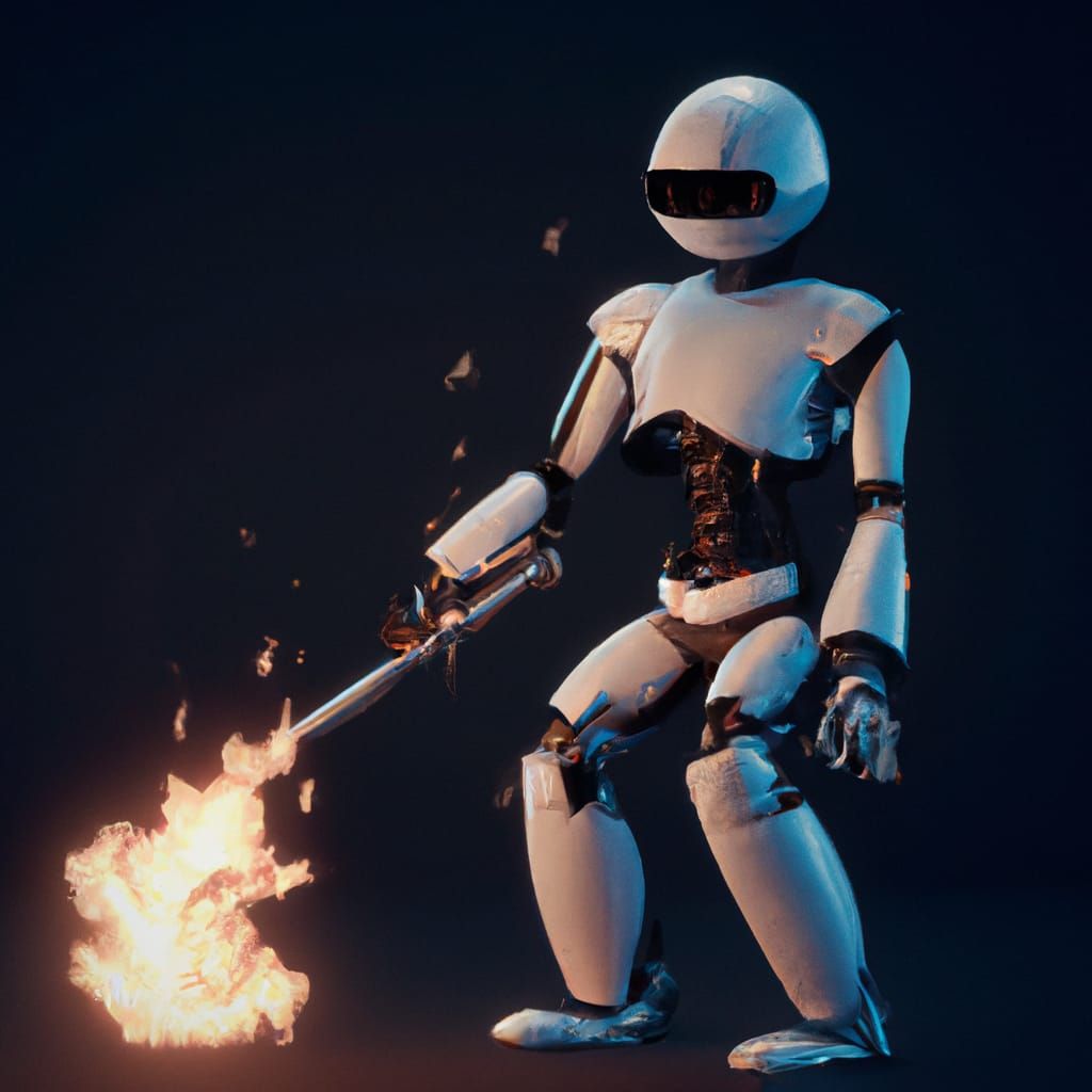 Humanoid robot with a flamethrower - AI Generated Artwork - NightCafe ...