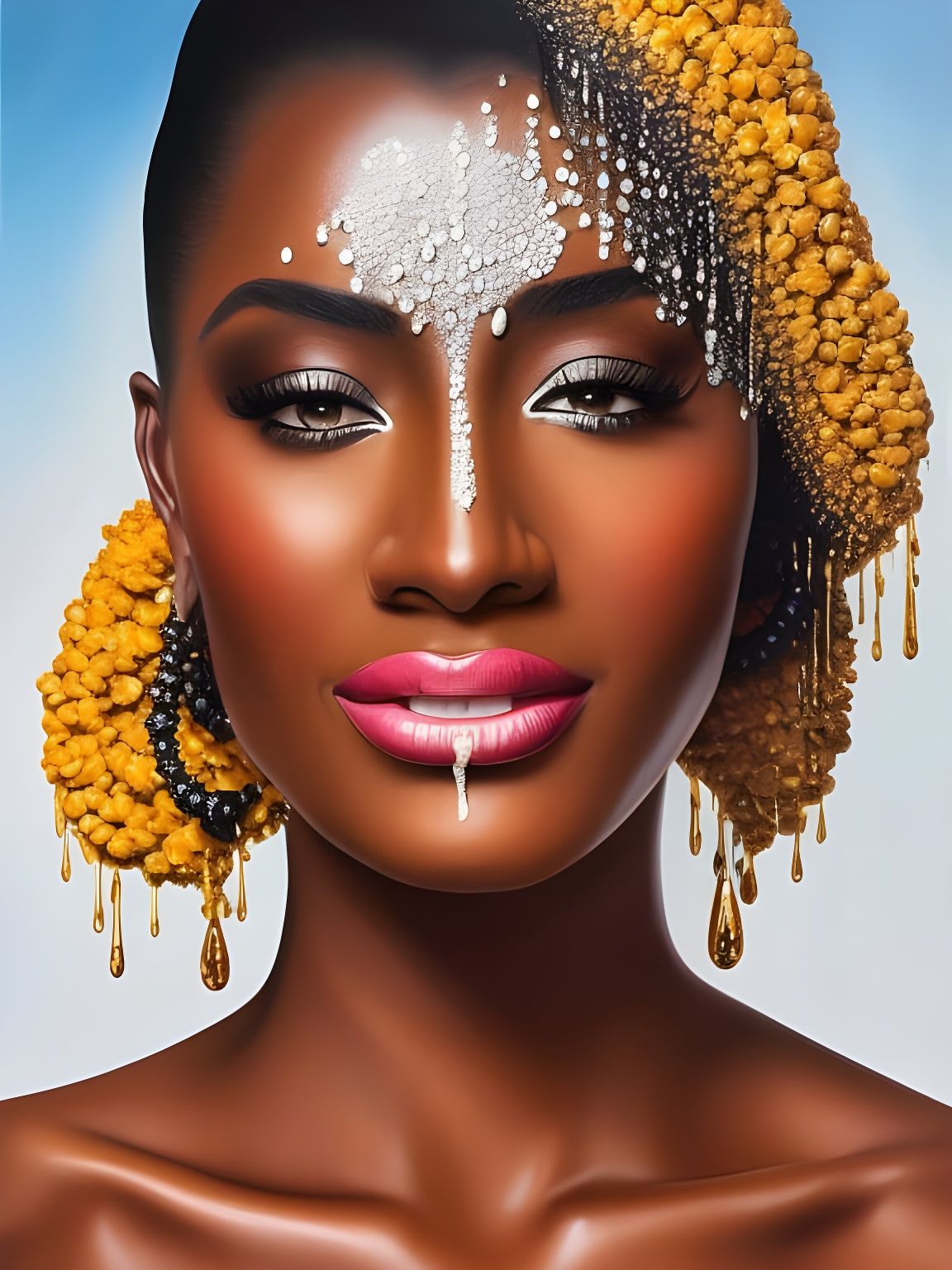 “Intricate hyperrealistic face portrait of gorgeous woman with dripping ...