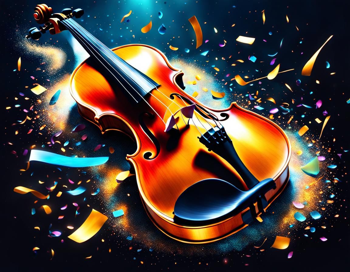 Confetti Burst Violin - AI Generated Artwork - NightCafe Creator