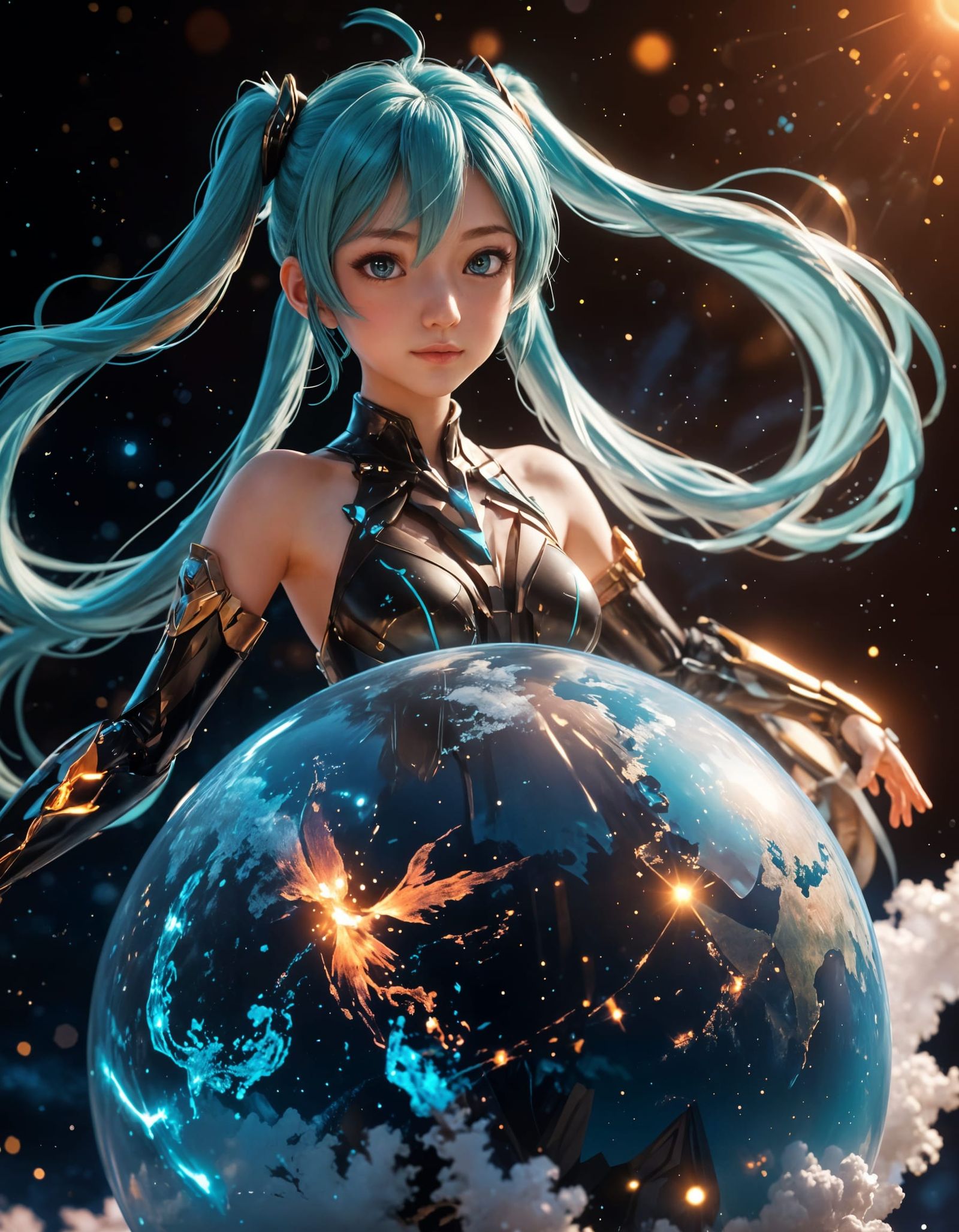 Celestial Miku - Glowing Celestial Miku in Anime-Inspired 3D...