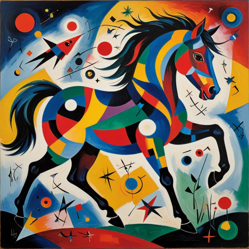 Picasso Horse - Cubist Horse in Vibrant Motion