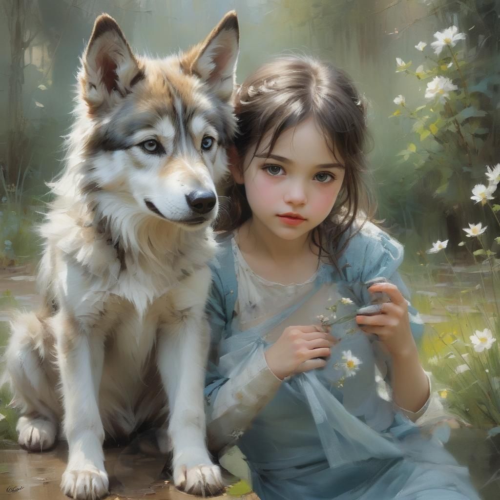 Girl with puppy - AI Generated Artwork - NightCafe Creator
