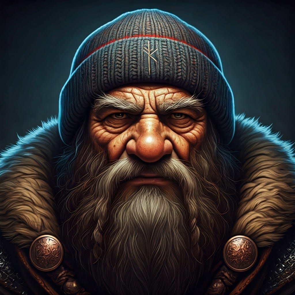 Dwarf Rune Sorcerer - Stoic Dwarf Rune Sorcerer in Knit Bean...