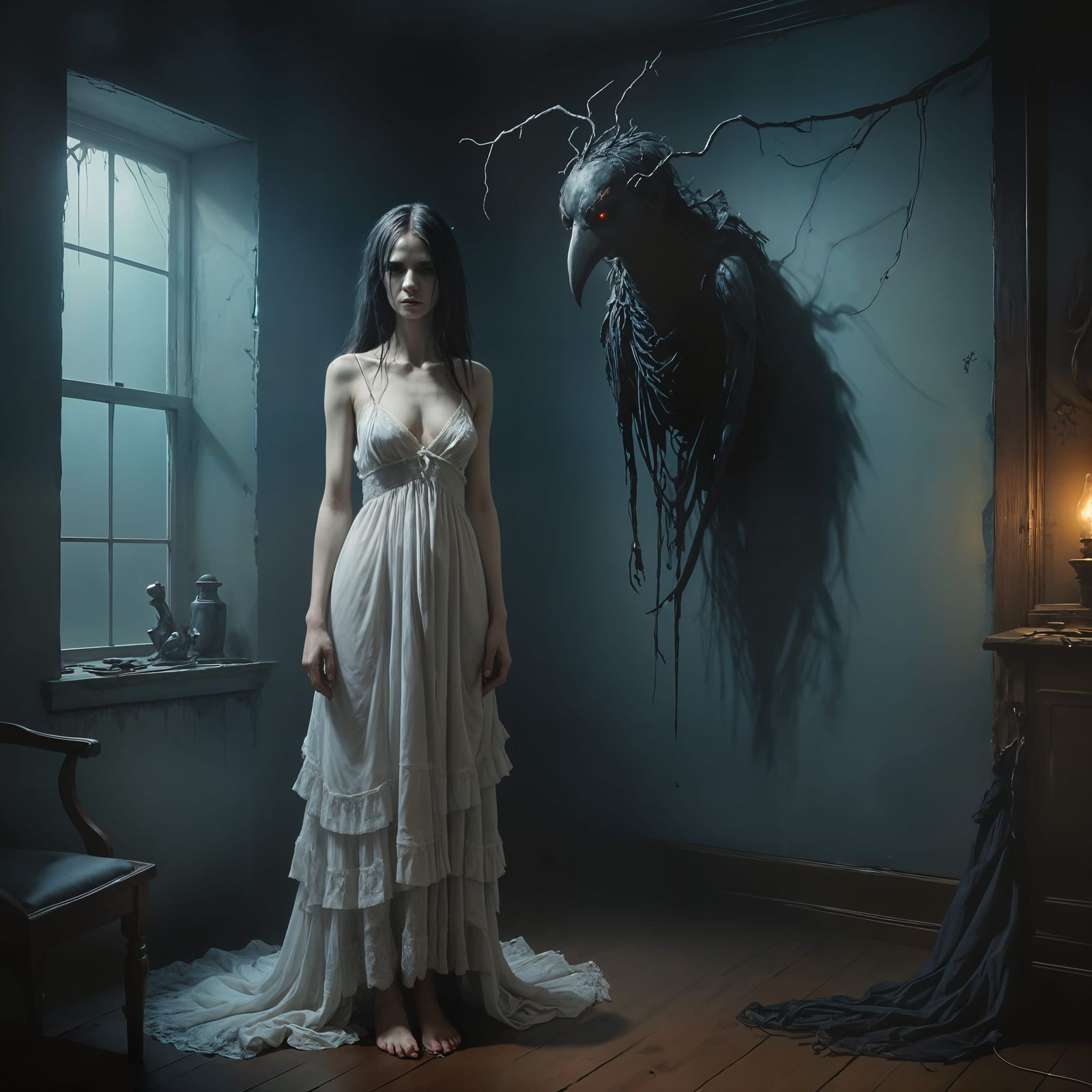 A dark creature crawling from the wall. A delicate, hauntingly pale ...