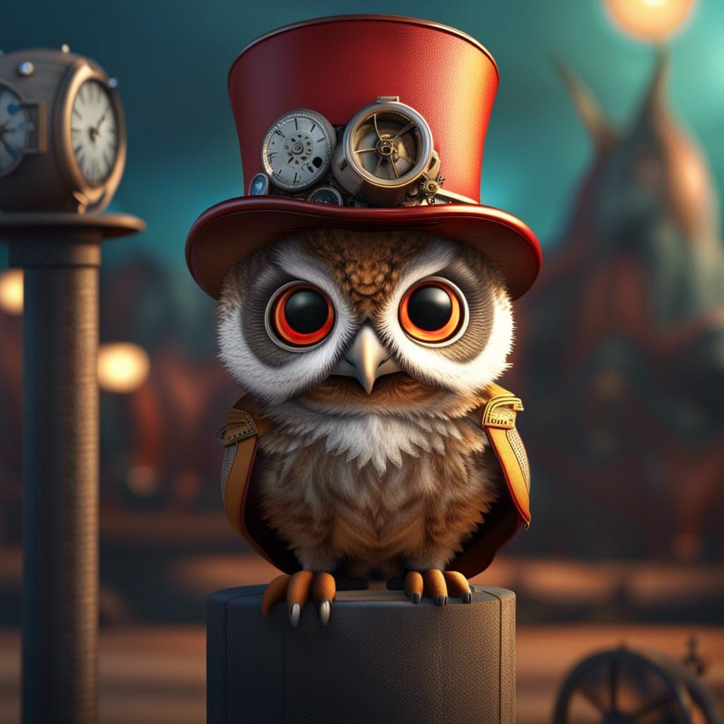 Stubert the steampunk owlet - AI Generated Artwork - NightCafe Creator