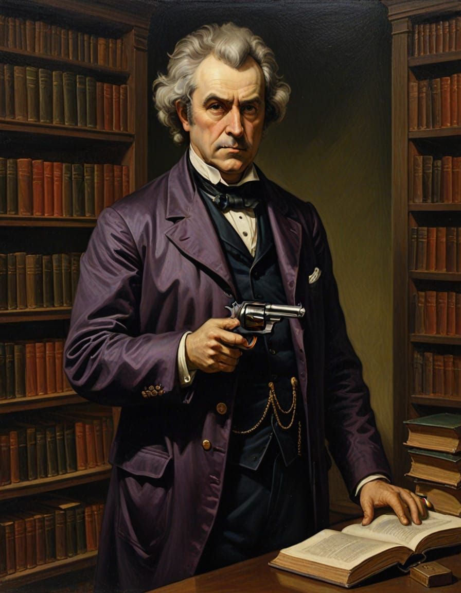 Professor Plum in Library with Revolver