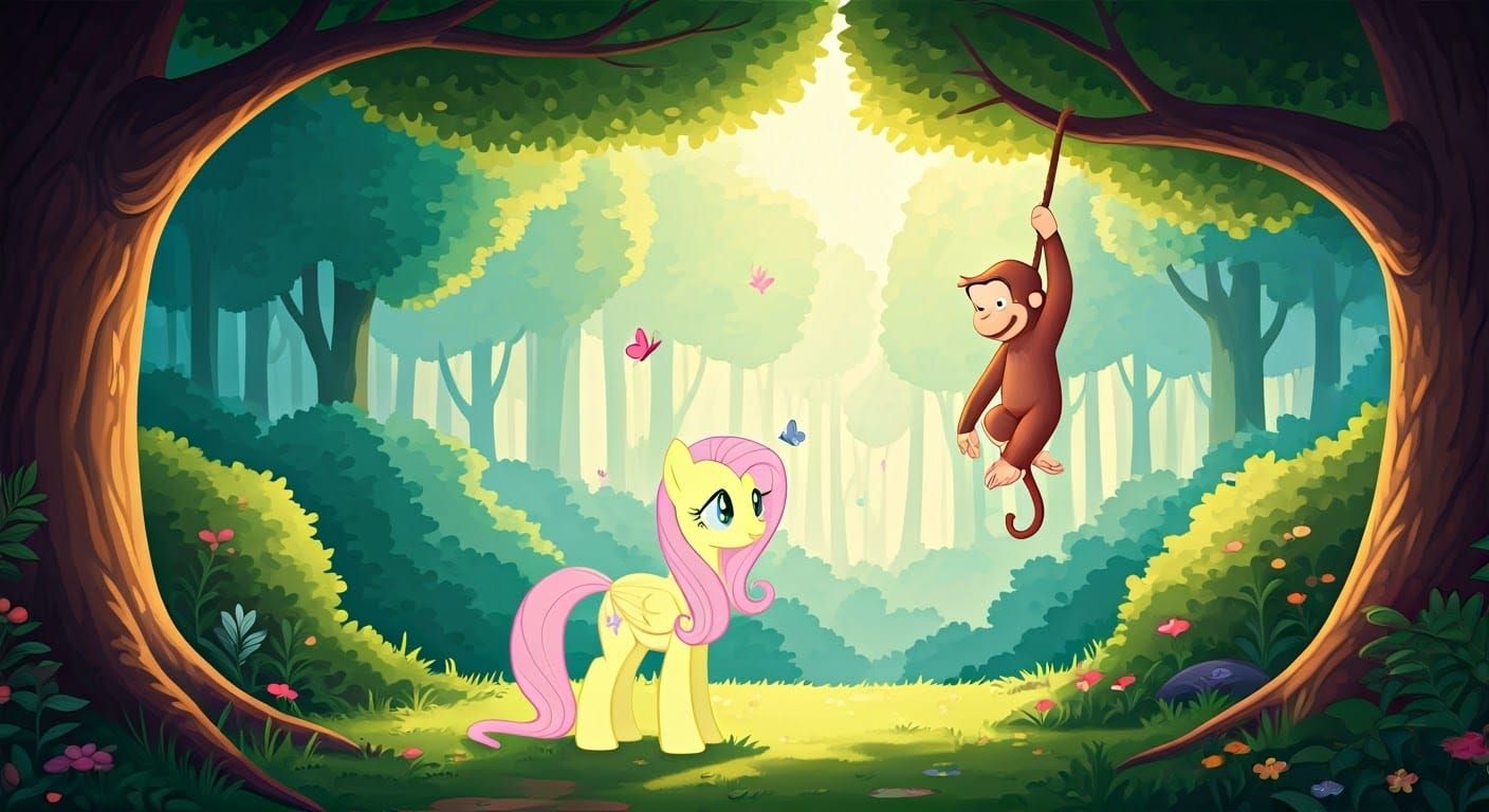 Fluttershy meets Curious George 2 - Fluttershy meets Curious...