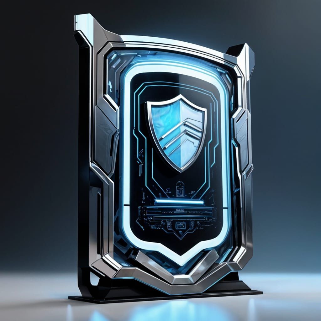 Futuristic Shield in Cyberpunk Style - AI Art