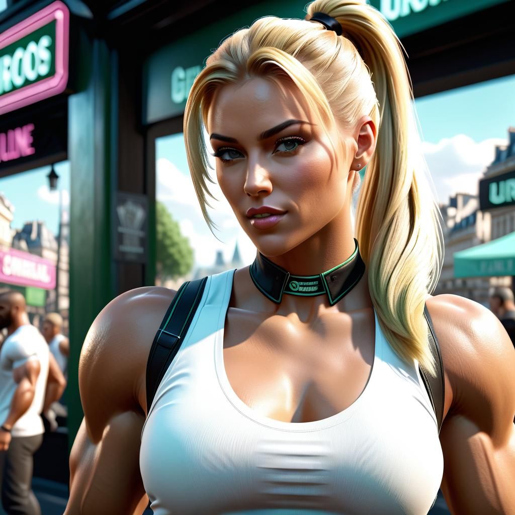 Sonya Blade on vacation in Paris - AI Generated Artwork - NightCafe Creator