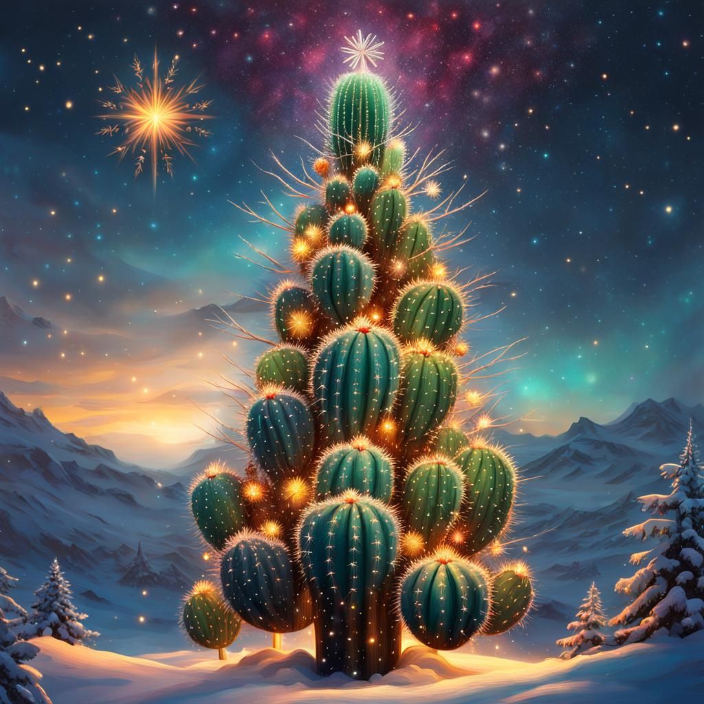 Cactus Christmas tree - AI Generated Artwork - NightCafe Creator