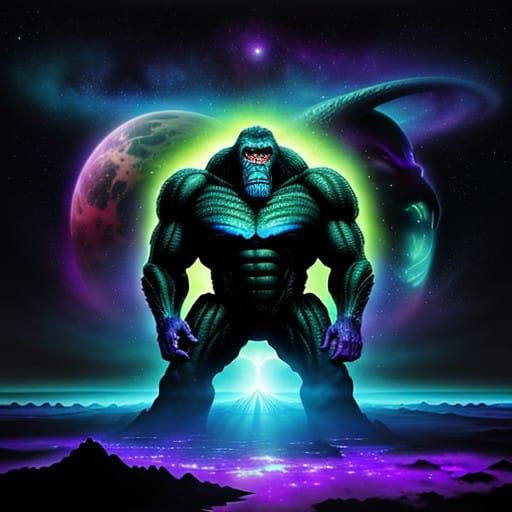 Hybrid of an ape and an UFO alien - Cybernetic Primate Ascen...