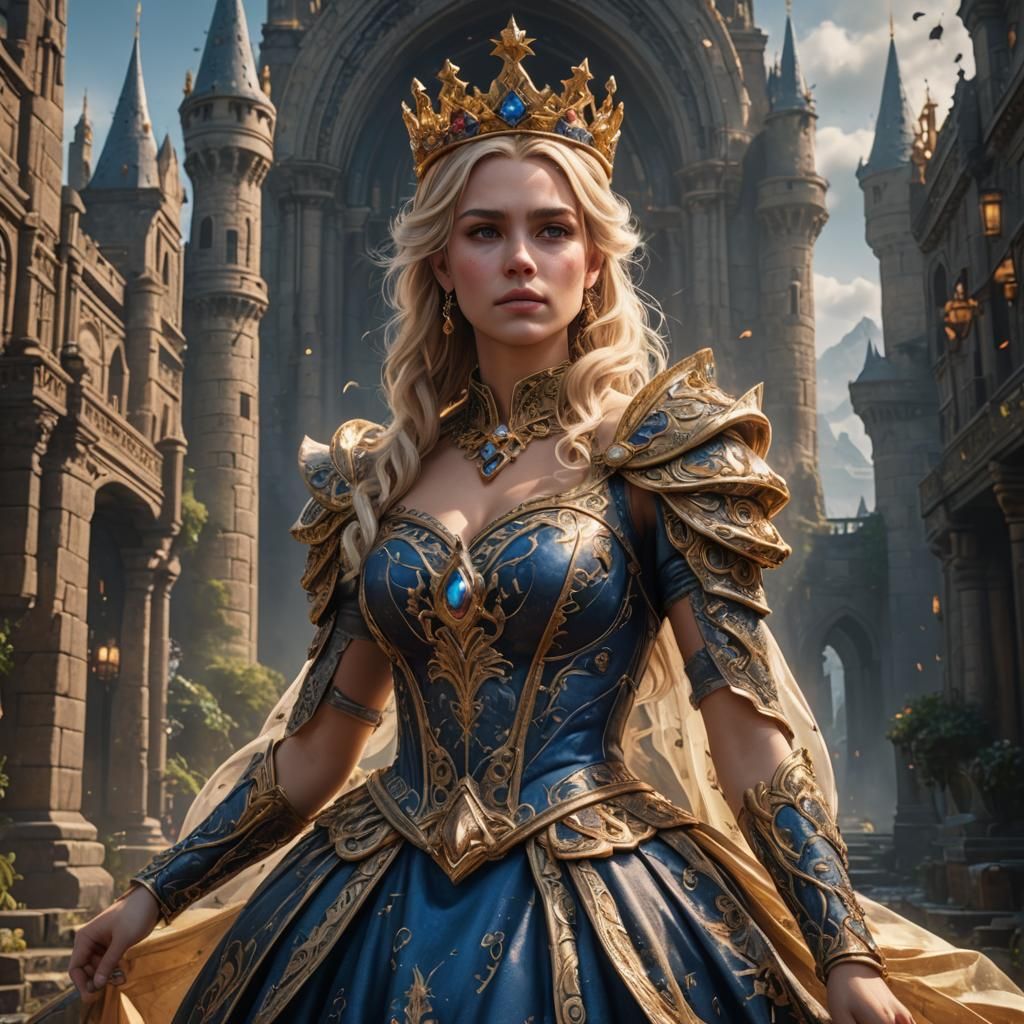 Regal Fantasy Princess in Vibrant, Detailed Enviro... - AI Art