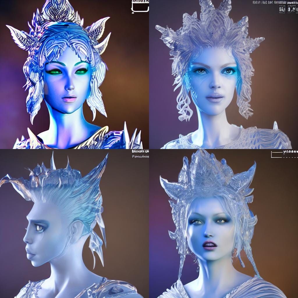 ice sculpture, lady as ice sculpture, detailed ice, realistic, detailed ...