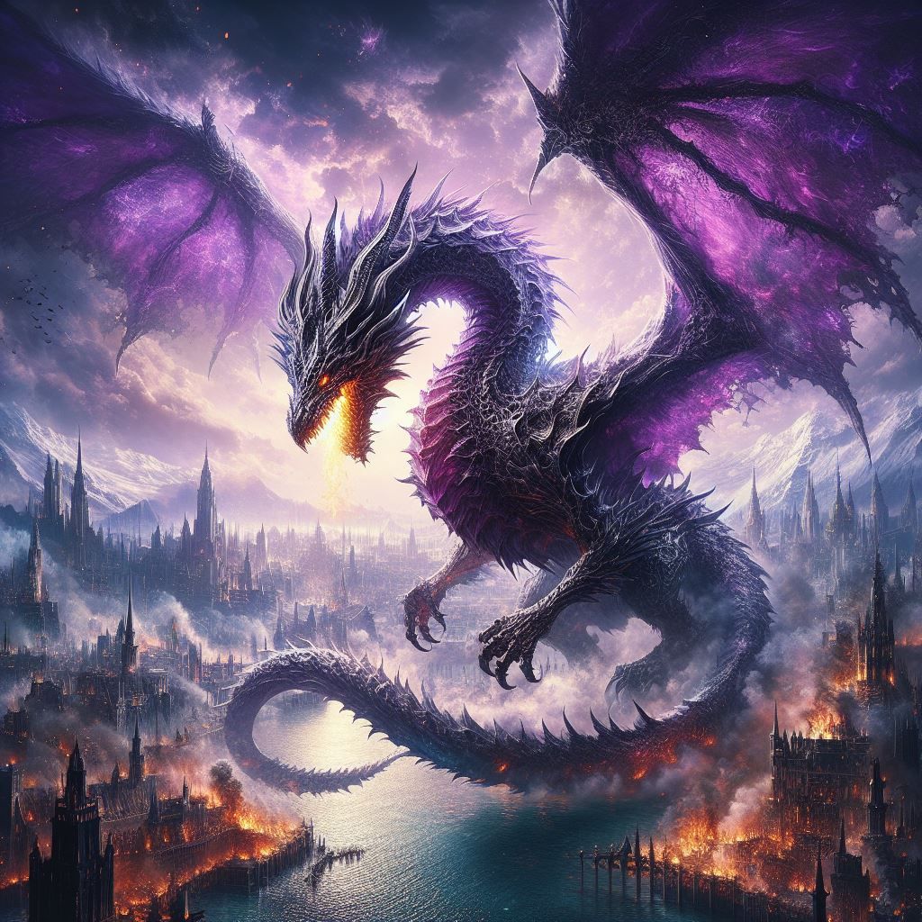 Arrioch's Purple Fire Dragon V2 - AI Generated Artwork - NightCafe Creator