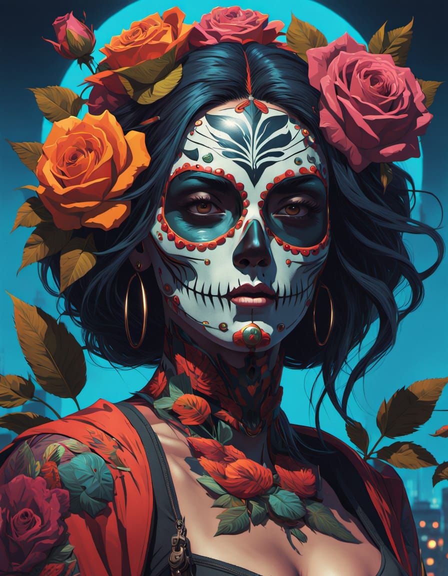 multiverse steampunk dia de los muertos sugar skull girl portrait with ...