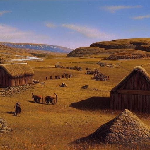 Nordic bronze age village, Scandinavia, 1000BC - AI Generated Artwork ...