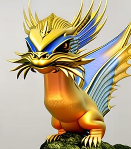 A digital dragoncore portrait painting of a majestic dragon, with golden scales and fiery breath ...