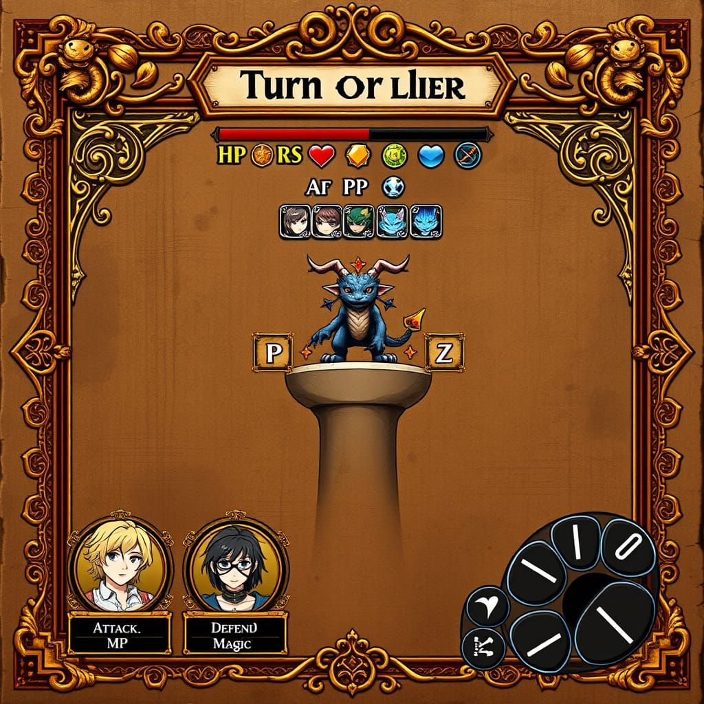 Epic Medieval JRPG Battle Scene with Gold Accents ... - AI Art