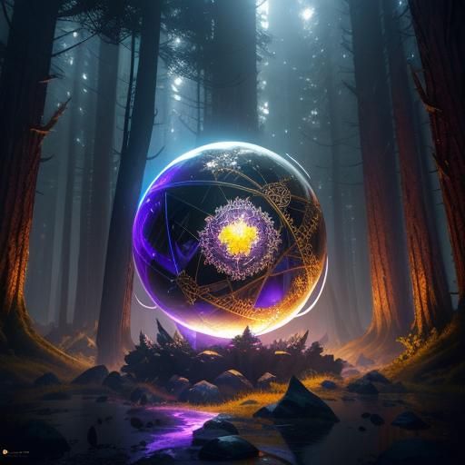 Metal, Sphere, Floating, Complex, Structure, Futuristic, 3D, Chrystal ...