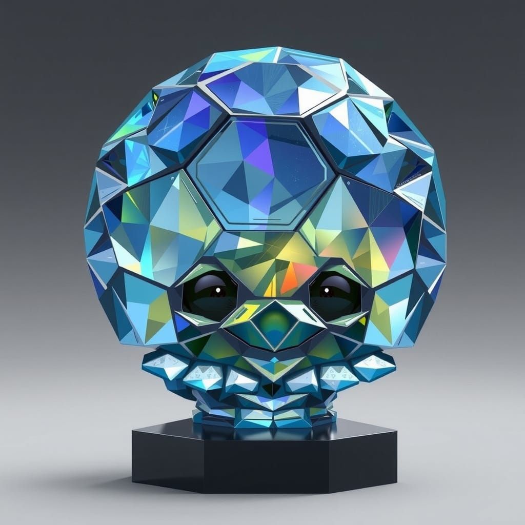 Chibi Tortoise in Cubist Crystal Shell - AI Art