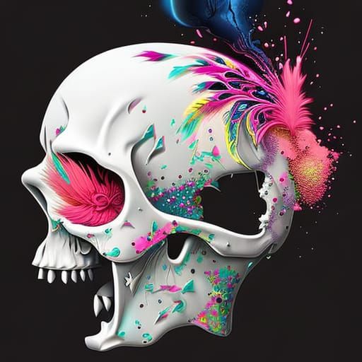 Exploding Skull Illustration - AI Generated Artwork - NightCafe Creator
