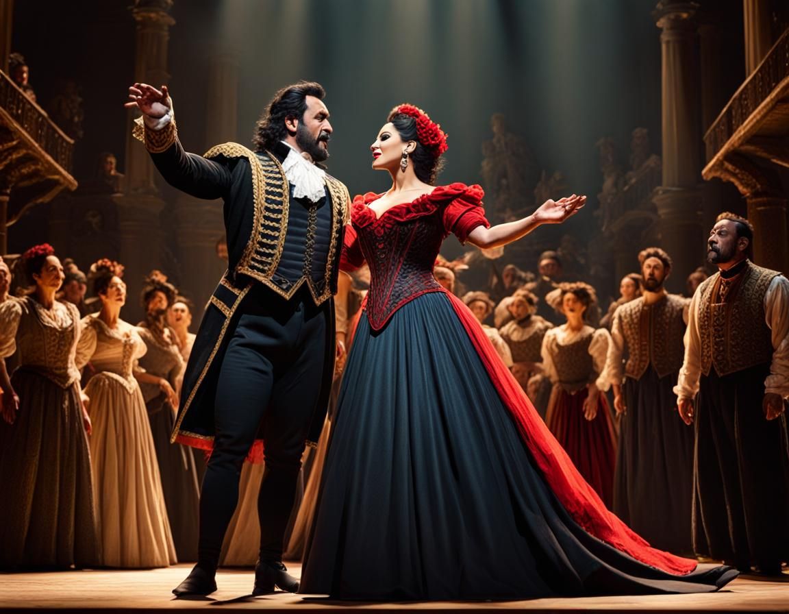 Night at the Opera - Carmen & Escamillo from the opera Carmen are on ...