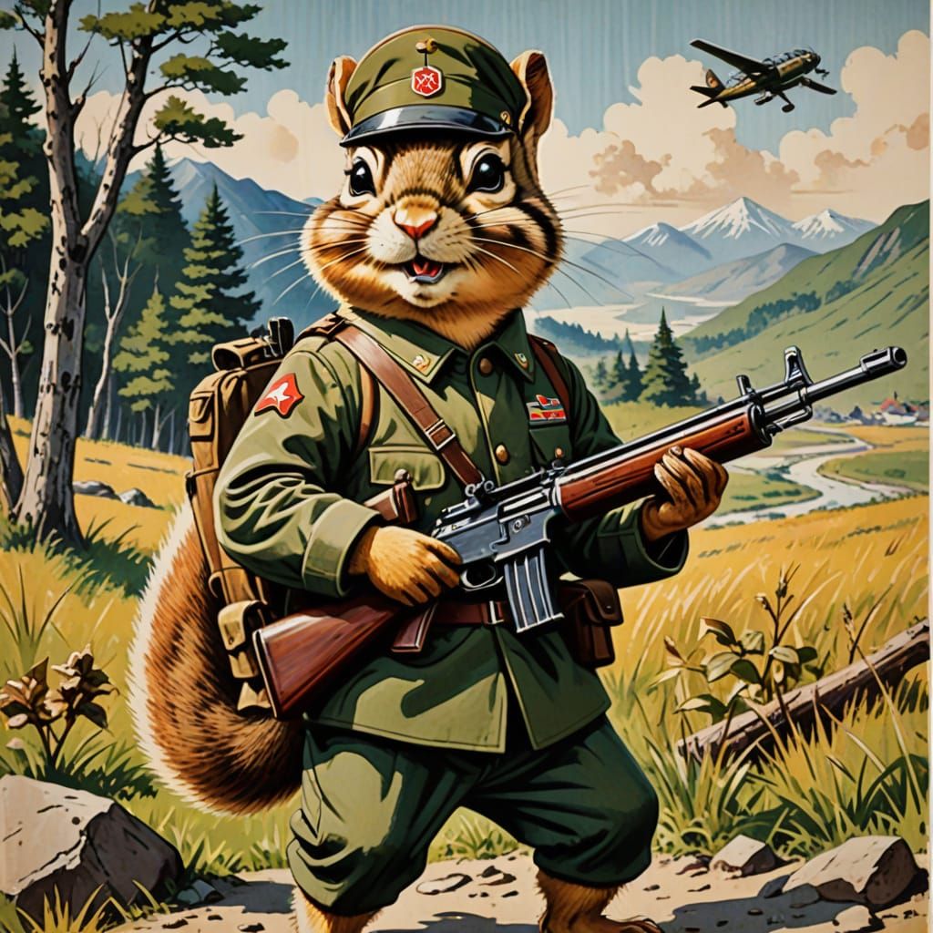 Join The Infantry! - North Korean Propaganda Chipmunk Soldie...