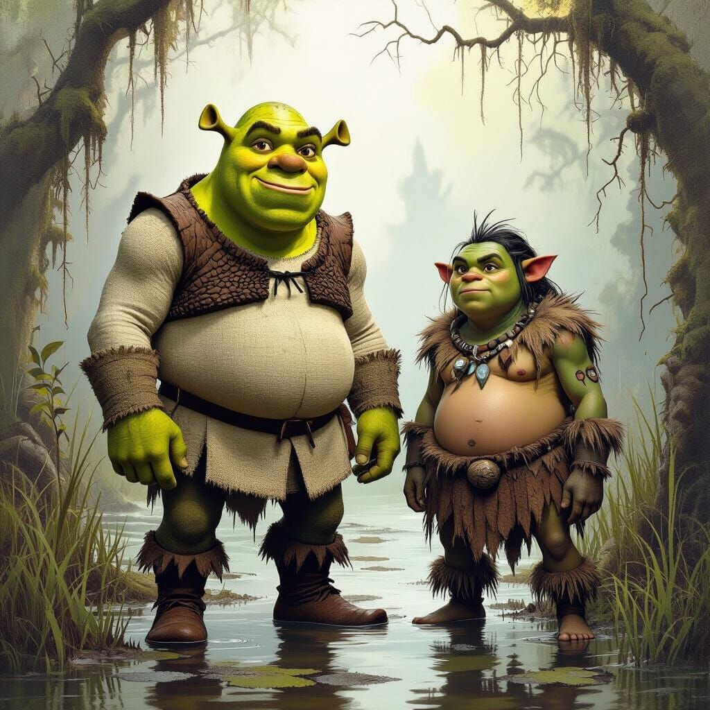 Shrek and grug sigma - Shrek and Grug in Mystical Swamp Land...