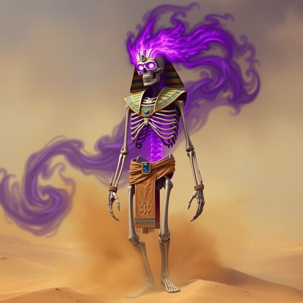Gigantic Skeleton Ascends from Desert Sands with B... - AI Art