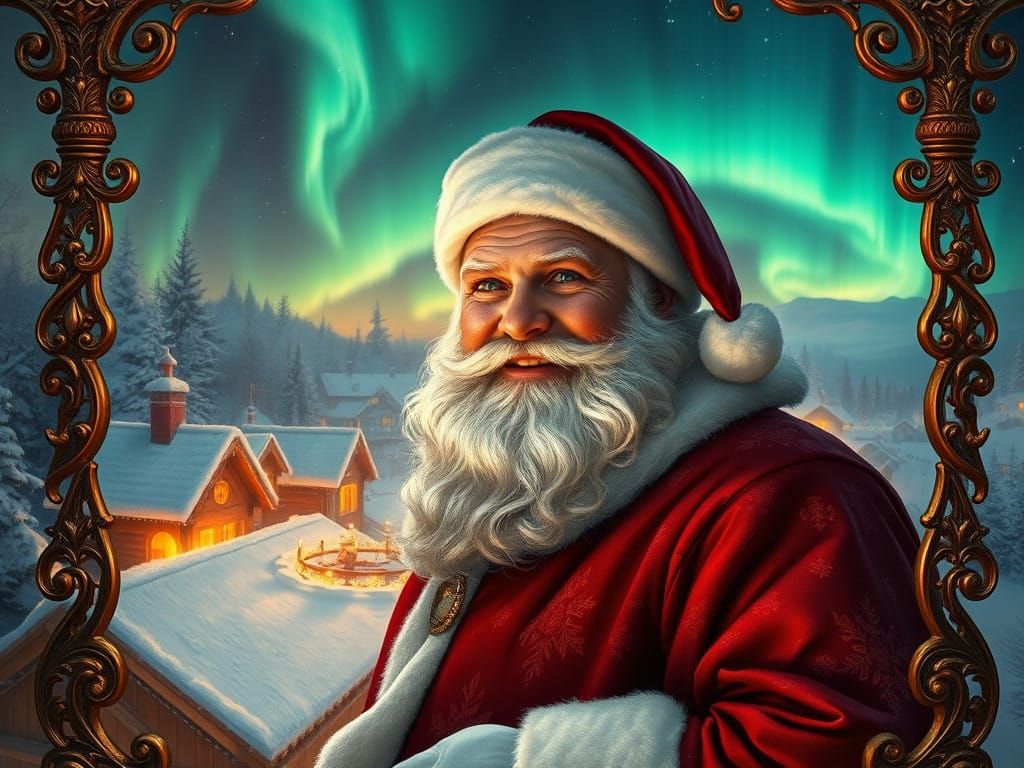 Regal Santa Claus in Winter Wonderland with Northe... - AI Art