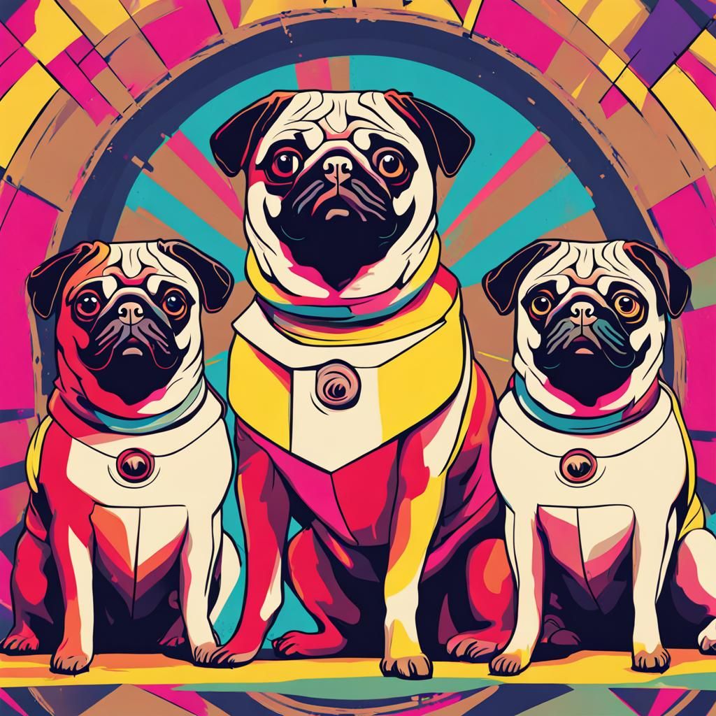 A group of pug dogs at a rave in a Renaissance style - AI Generated ...