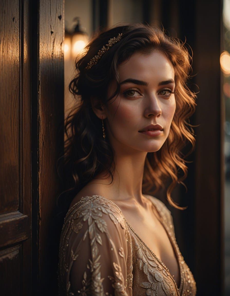 Ethereal Portrait of a Woman in Vintage Doorframe - AI Art