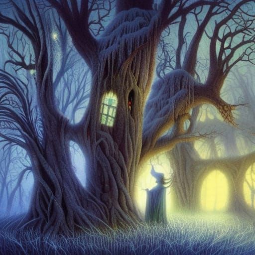Creepy treehouse - AI Generated Artwork - NightCafe Creator
